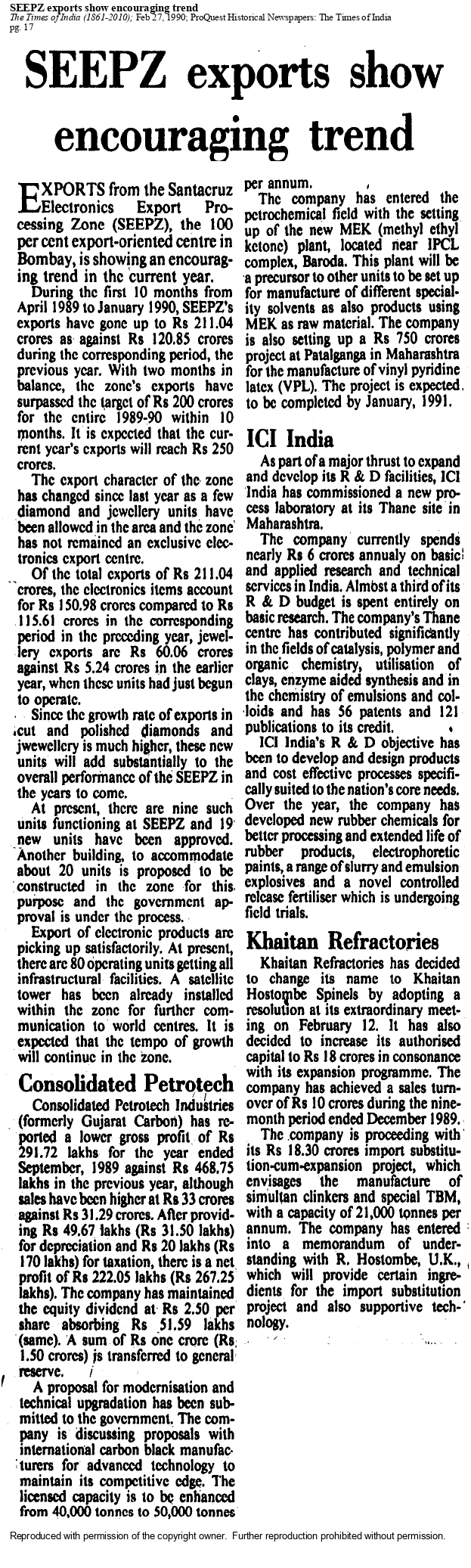 News Cutouts | SEEPZ SPECIAL ECONOMIC ZONE