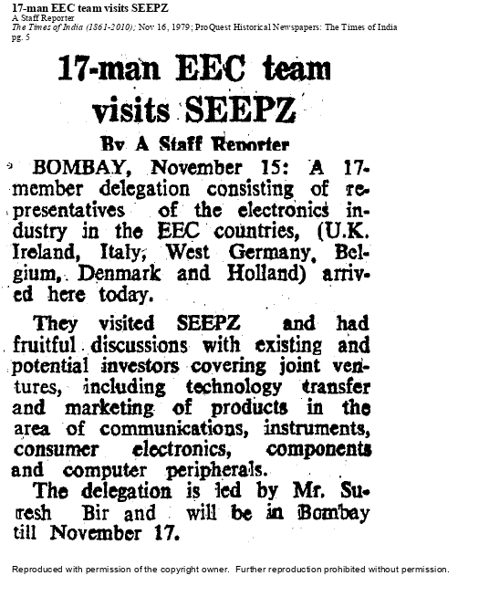 News Cutouts | SEEPZ SPECIAL ECONOMIC ZONE